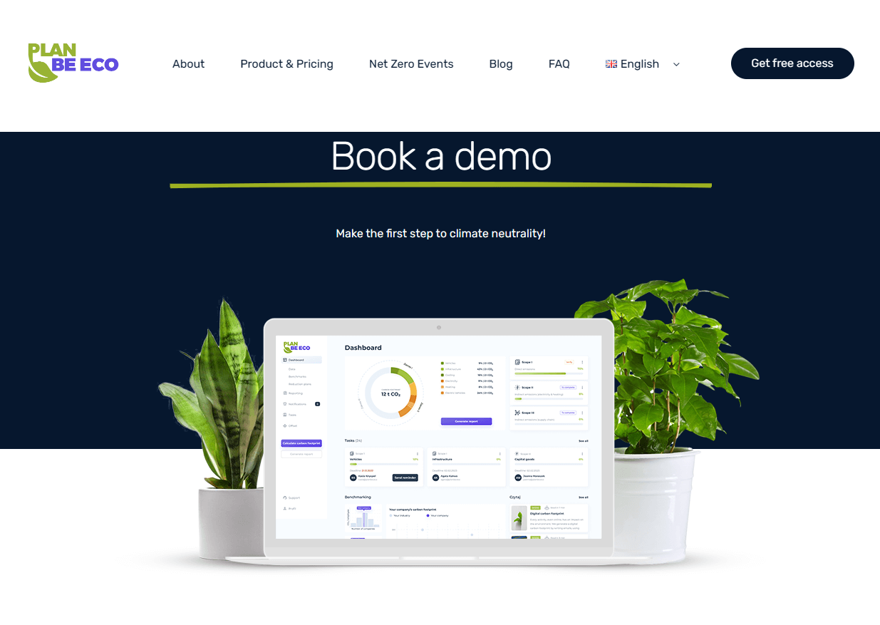 Book a demo - Let's talk about your business needs - Plan Be Eco